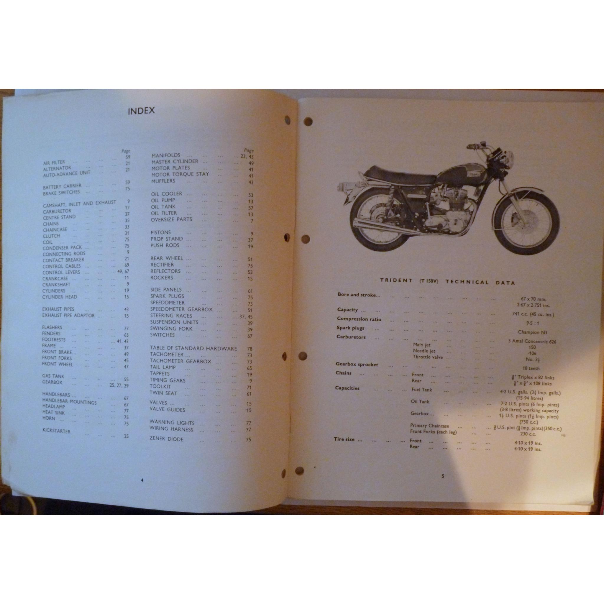 Triumph T150 Trident Replacement Parts Catalogue - 1971 USA Edition